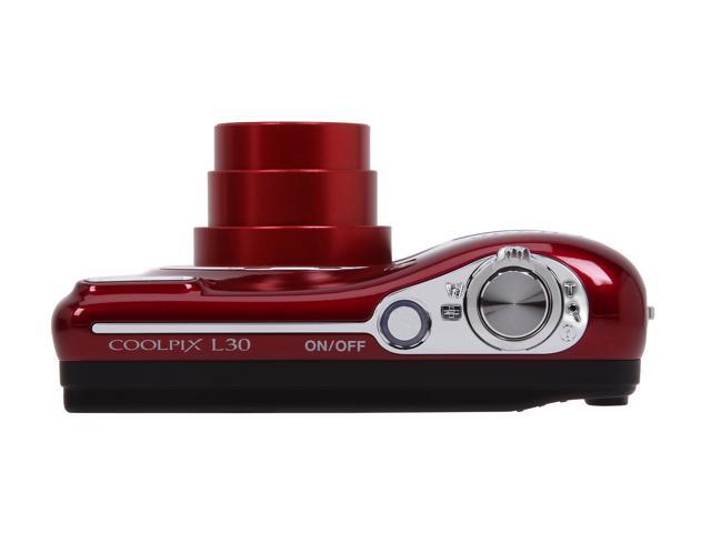 Nikon COOLPIX L30 Red 20.1 MP 26mm Wide Angle Digital Camera - Newegg.com
