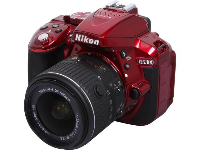 Nikon D5300 1523 Red Digital SLR Camera with 18-55mm Lens - Newegg.com
