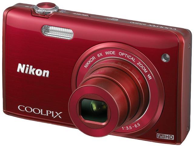 Refurbished: Nikon COOLPIX S5200 Red 16 MP Wide Angle Digital Camera ...