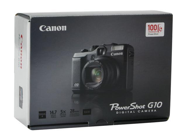 Canon PowerShot G10 Black 14.7 MP 28mm Wide Angle Digital Camera ...