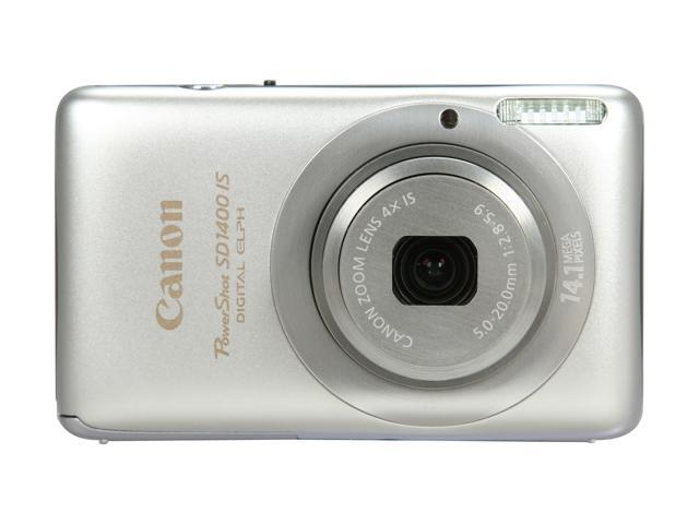 Canon PowerShot SD1400 IS Silver 14.1 MP 28mm Wide Angle Digital Camera ...