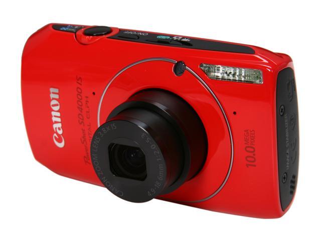 Canon PowerShot SD4000 IS Red 10 MP Digital Camera - Newegg.com