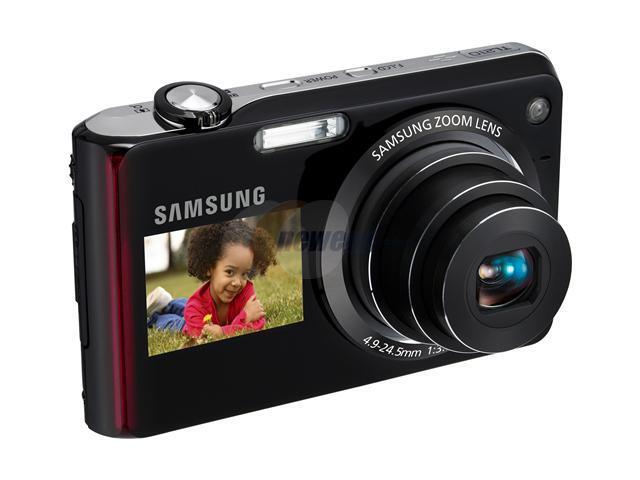 SAMSUNG DualView TL210 Black/Red 12.2 MP 27mm Wide Angle Digital Camera ...