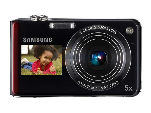 SAMSUNG DualView TL210 Black/Red 12.2 MP 27mm Wide Angle Digital Camera ...