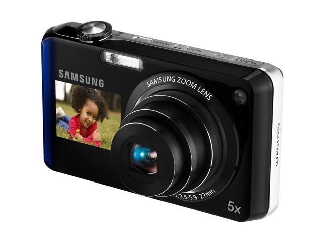 SAMSUNG DualView TL210 Black/Blue 12.2 MP 27mm Wide Angle Digital ...