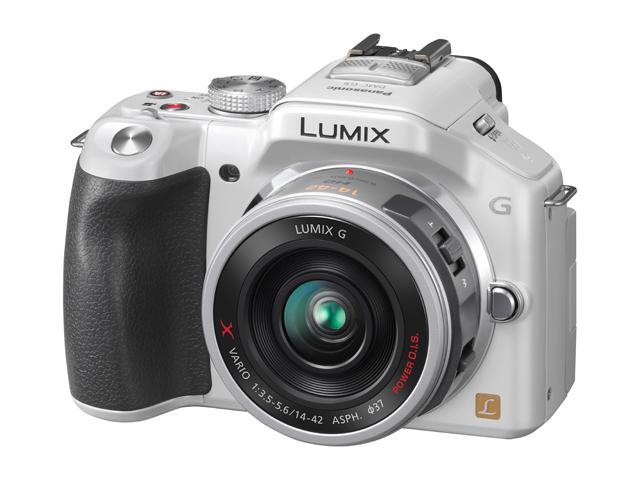 Panasonic LUMIX G5 (DMC-G5KW) White Digital SLR Camera w/ Lumix G Vario ...