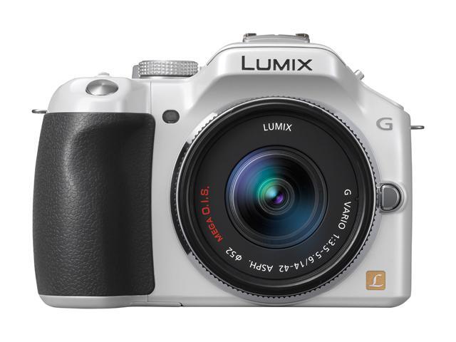 Panasonic LUMIX G5 (DMC-G5KW) White Digital SLR Camera w/ Lumix G Vario ...