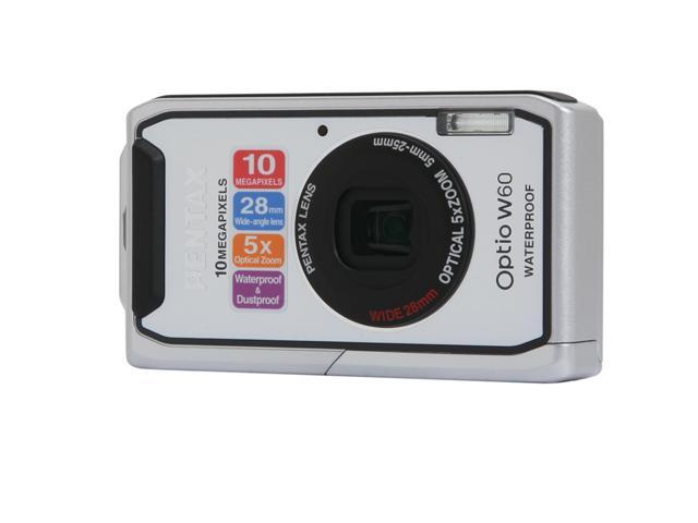 PENTAX Optio W60 Silver 10 MP Waterproof 28mm Wide Angle Digital Camera ...