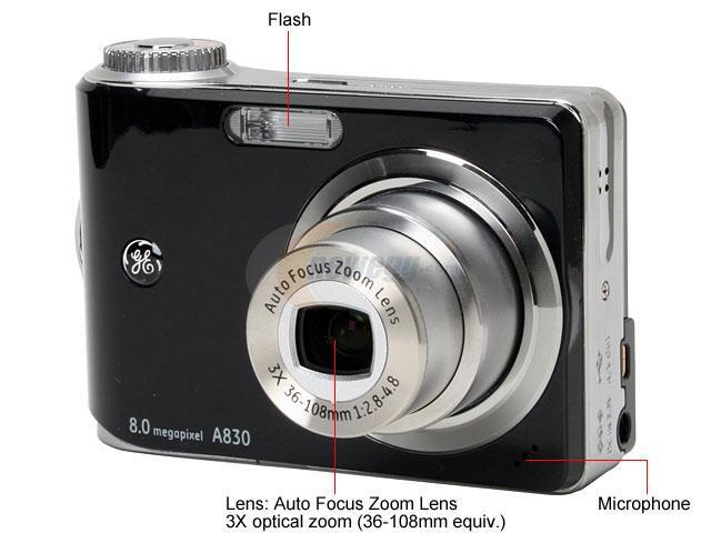 GE A830 Black 8.0 MP Digital Camera - Newegg.com