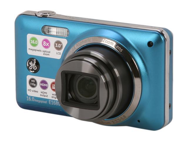Open Box: GE E1680W Blue 16 MP 28mm Wide Angle Digital Camera HDTV ...