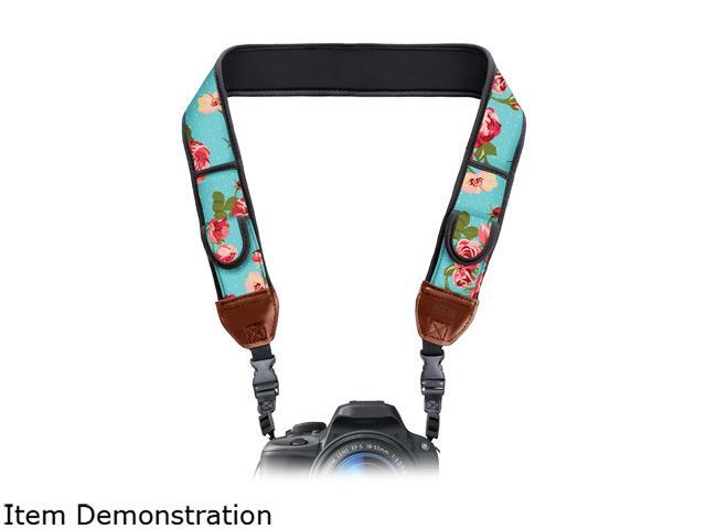 TrueSHOT Camera Strap with Blue Floral Neoprene Design and Accessory ...