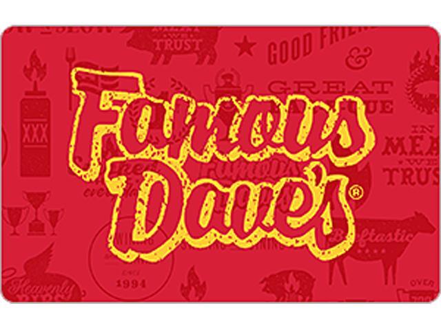 Famous Dave's $20 Gift Card (Email Delivery) - Newegg.com