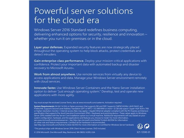 Microsoft Windows Server 2016 Standard 64-bit with 10 Clients User-CALs ...