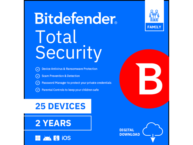 Bitdefender Total Security Family 25 Devices/2 Years - Download ...