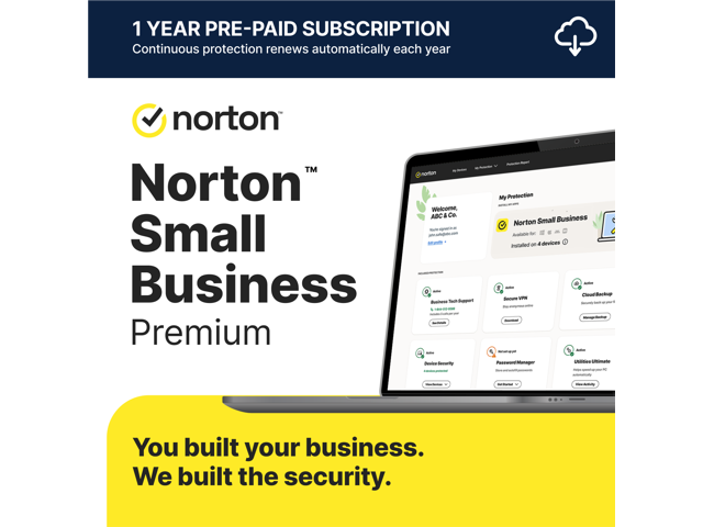 Norton Small Business Premium, 10 Devices – Protect What You’ve Built, 24/7 Business Tech ...