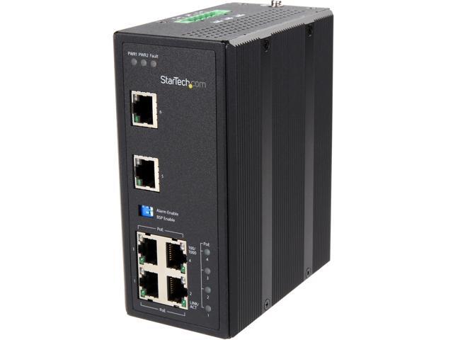 StarTech.com IES61002POE 6 Port Industrial Gigabit Ethernet Switch with ...