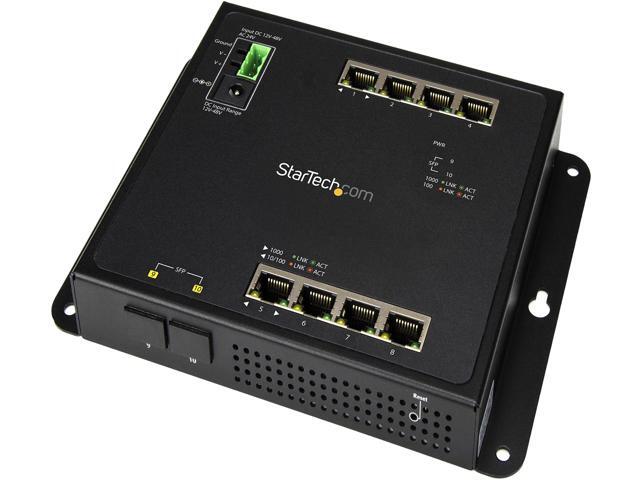 StarTech IES101G2SFPW Gigabit Ethernet Switch - 8 x RJ45 Ports - 2 x ...