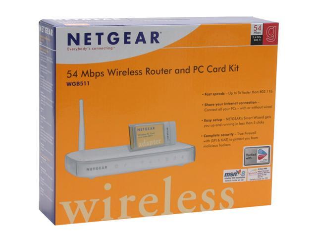 NETGEAR WGB511 54 Mbps Wireless Router(WGR614) and PC Card(WG511) Kit ...
