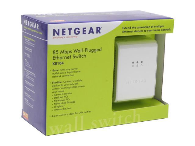Open Box: NETGEAR XE104 85 Mbps Wall-Plugged Ethernet 4-port Switch ...