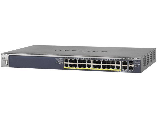 Netgear ProSafe M4100-26-POE: 24-port 10/100 PoE Managed L2+ Switch ...