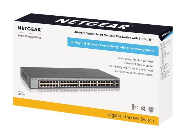 NETGEAR 50-Port Gigabit Ethernet Plus Switch (GS750E) - with 2 x 1G SFP ...