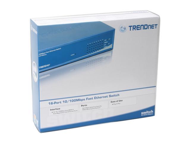 TRENDnet TE100-S16Eplus 10/100Mbps Fast Ethernet Switch 16 x RJ45 8K ...