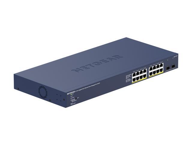 NETGEAR 16-port Gigabit Ethernet PoE+ Smart Switch with 2 SFP Ports and ...