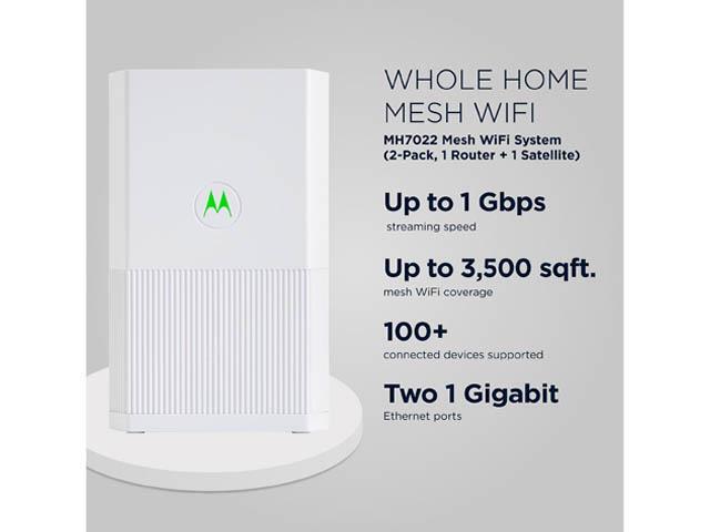 Motorola Whole Home Mesh WiFi System, AC2200 Tri-Band Mesh WiFi 2-Pack ...
