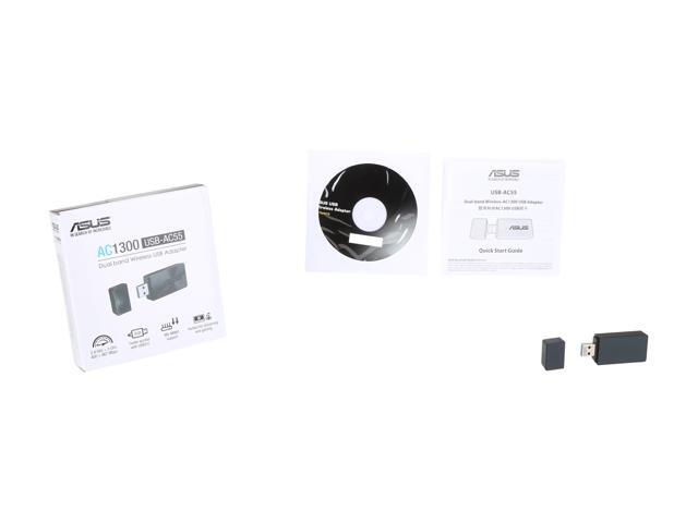 ASUS Dual Band 2.4 GHz 5 GHz USB Wi-Fi Wireless Adapter (USB-AC55 B1 ...