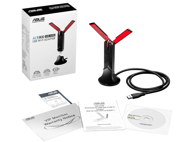 ASUS USB-AC68 USB 3.0 Dual-band AC1900 USB 3.0 WiFi Adapter with ...