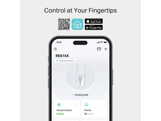 TP-Link AX1800 RE615X WiFi 6 Range Extender with Ethernet Port OneMesh ...