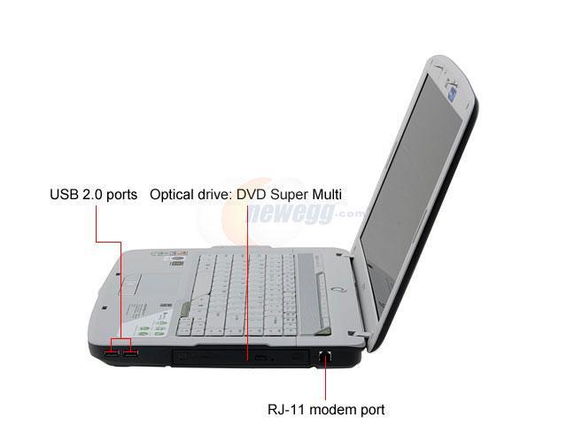 Acer Laptop Aspire AMD Turion 64 X2 TL-60 2GB Memory 250GB HDD NVIDIA ...