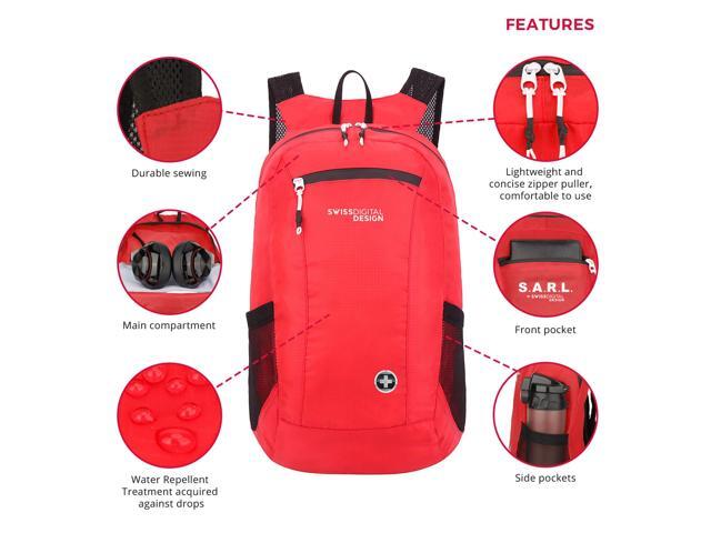 Swissdigital Red Seagull Foldable Backpack - Lightweight – 20L Large ...