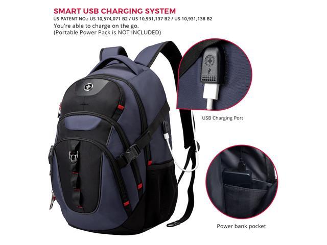 Swissdigital Black/Blue Vector Business Travel Backpack - 15.6? Laptop ...