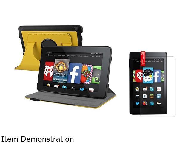 Insten Yellow Leather Case with Stand + Anti-Glare Screen Protector for ...