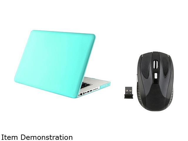 Insten Turquoise Rubberized Hard Case + Black Wireless Optical Mouse ...