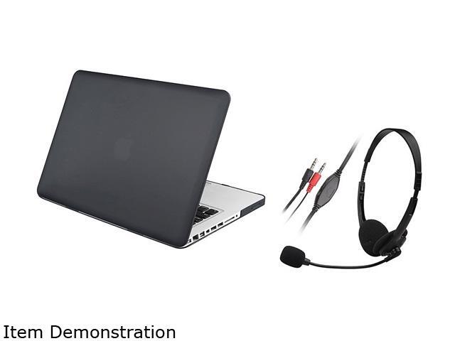 Insten Black VOIP / SKYPE Hands-Headset + Microphone + Black Rubberized ...