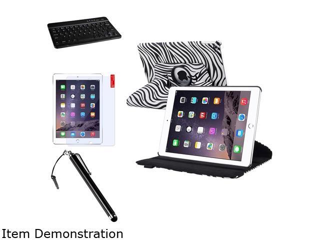 Insten For 2014 Apple iPad Air 2 White / Black Zebra Folio Leather 360 ...