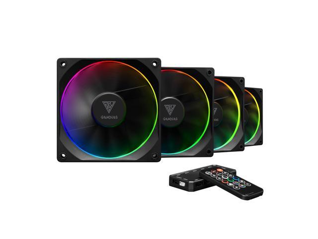GAMDIAS AEOLUS M3-1204R 120 mm 55 Neon-Flex RGB LED Case Fan 4-Pack ...