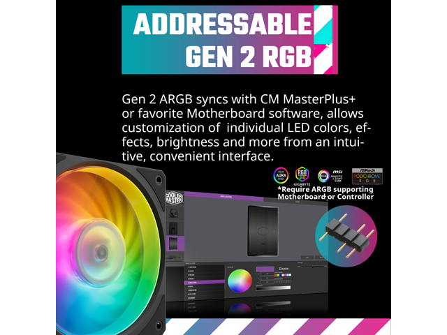 Cooler Master Mobius 140P ARGB High Performance Interconnecting Ring ...