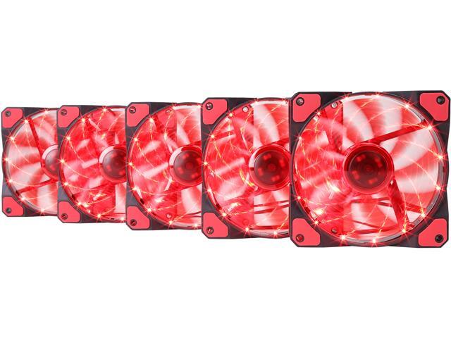APEVIA AF512L-SRD 120mm Red LED Ultra Silent Case Fan w/ 15 LEDs & Anti ...
