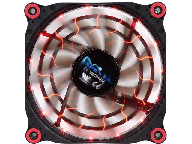 APEVIA 12L-DRD Red LED 4pin+3pin Case Fan w/ 15x Anti-Vibration Rubber ...