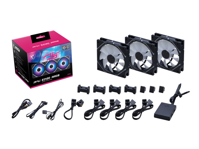 MSI MPG EZ120 ARGB-3B Fan - 120mm ARGB Fan, Patented Magnetic Connector ...