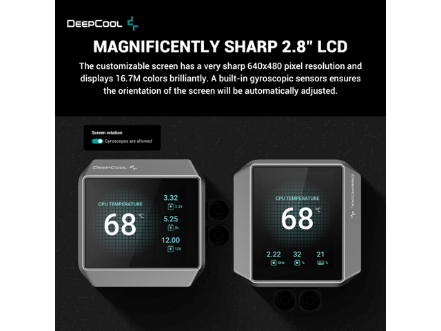 DeepCool MYSTIQUE 240 LCD Liquid Cooler 240mm 5th Gen Pump 3400RPM AIO ...