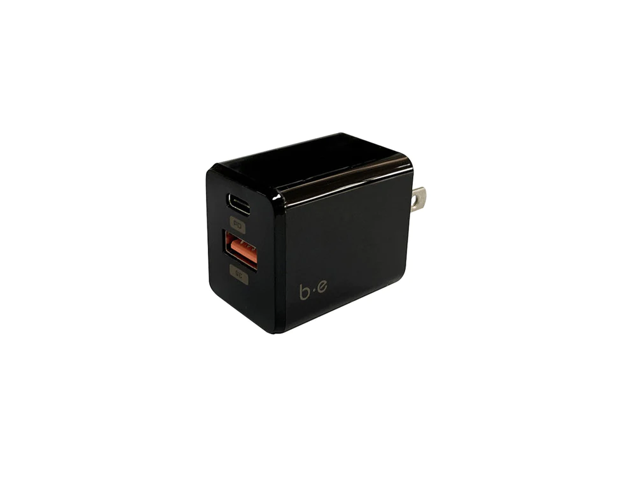 Blu Element Wall Charger Dual USB-C 20W PD and USB-A Bulk Black Wall ...