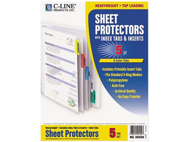 C-line 05550 Sheet Protectors w/5 Colored Index Tabs & Inserts, Heavy ...