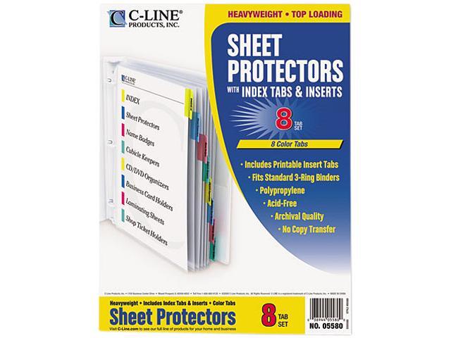 C-line 05580 Sheet Protectors w/8 Colored Index Tabs & Inserts, Heavy ...