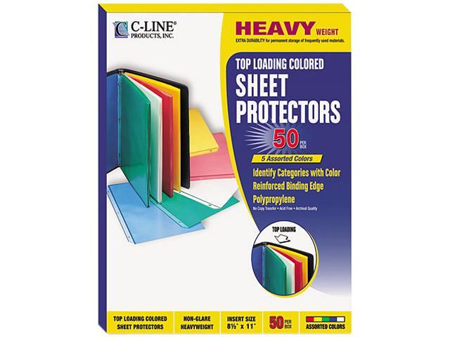 C-line 62010 Transparent Pastel Sheet Protectors, Ltr, Four Colors, Non ...
