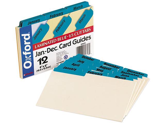 Oxford 04613 Laminated Index Card Guides, Monthly, 1/3 Tab, Manila, 4 x ...