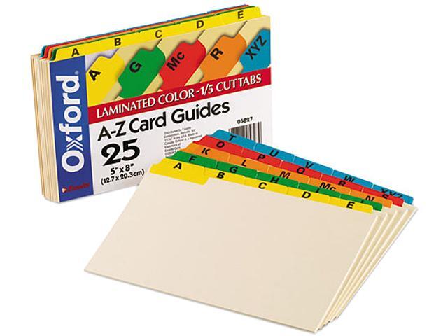 Oxford 05827 Laminated Index Card Guides, Alpha, 1/5 Tab, Manila, 5 x 8 ...